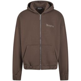 Sweatjacke DROPSIZE "Dropsize Herren Super Heavy Oversized Zip-Hoodie", Herren, Gr. XS, chocolatebraun, 70% Baumwolle, 30% Polyester, Sweatjacken Sweatjacke