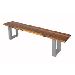 Sitzbank Baumkante 200 cm Cognac massiv Akazie silber ESRA