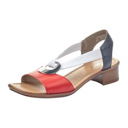 Sandalette Rieker, Damen, Gr. 39, rot (rot, kombiniert), Lederimitat, Schuhe Sandalette, Sommerschuh, Sandale, Blockabsatz, mit Stretchband
