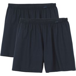 Boxer Calida "Prints Benefit", Herren, Gr. L (52/54), 2 Stk., blau, Obermaterial: 100% Baumwolle, unifarben, weit, Unterhosen, mit weichem Bund