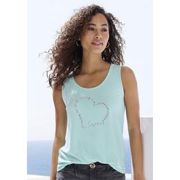 Lascana Tr&auml;gertop 'mit Lascana Herz Print' gr&uuml;n Gr. 44/46 f&uuml;r Damen. Tiefer Rundhals und Print. Figurumspielend. Nachhaltig.