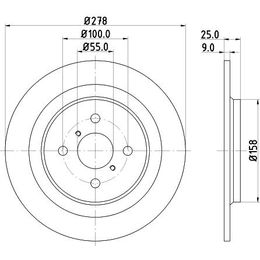 Hella Bremsscheibe 8dd355114051 278mm 9mm f&uuml;r DAIHATSU TOYOTA (FAW)