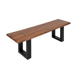 Sitzbank Baumkante 140 cm Cognac massiv Akazie schwarz ESRA