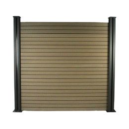 ZAUN - SICHTSCHUTZ kit cl&ocirc;ture 8 x 1.6m composite - kit de fixation offert - marron Braun
