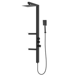 Badplaats DUSCHPANEEL Avalon Schwarz Aluminium mit Mischbatterie - 145 x 3 cm