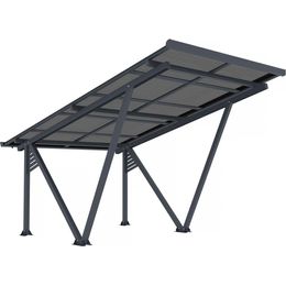 CARPORT AUTO ombri&egrave;re carport solaire avec panneaux photovolta&iuml;ques - 366 x 575 x 366 cm - gris - 4,1 kw Grau