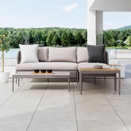 Loungegarnitur Noel Grau Aluminium, 4-teilig