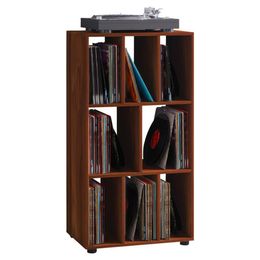Mid.you Schallplattenregal, Nussbaum, Kunststoff, Holzoptik, 2 F&auml;cher, 60x115x36 cm, Wohnzimmer, Regale, CD & DVD-Regale