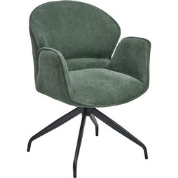 Mid.you Armlehnstuhl, Gr&uuml;n, Schwarz, Holz, Metall, Textil, Pappel, Sperrholz, Drehkreuz, 60x86x61 cm, Sitzfl&auml;che 360&deg; drehbar, Esszimmer, St&uuml;hle, Esszimmerst&uuml;hle, Armlehnenst&uuml;hle