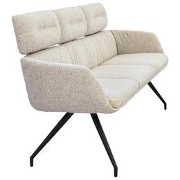 Dieter Knoll Collection Dieter Knoll Sitzbank, Schwarz, Beige, Metall, Textil, 3-Sitzer, 200x91x70 cm, Esszimmer, B&auml;nke, Sitzb&auml;nke