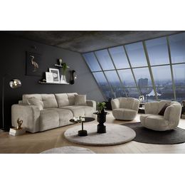 Riess Ambiente Modernes Schlafsofa DIAMOND 235cm taupe Chenille Cremona mit Stauraum 3-Sitzer Couch Riess-Ambiente Wohnzimmer