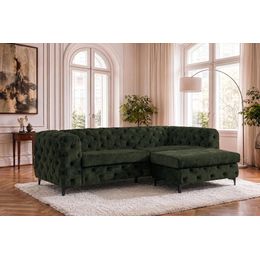 Riess Ambiente Chesterfield Sofa MODERN BAROCK 235cm gr&uuml;n Samt 3-Sitzer Couch Federkern Riess-Ambiente Wohnzimmer