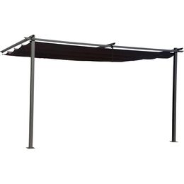PERGOLA - MARKISE pergola adoss&eacute;e en m&eacute;tal avec toit r&eacute;tractable - 3 x 4 m - gris anthracite Grau