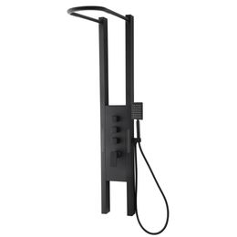 Badplaats DUSCHPANEEL Caspian mit Thermostatarmatur Schwarz RVS - 145 x 26 cm