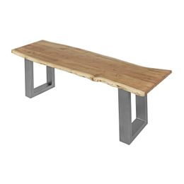 Sitzbank Baumkante 160 cm natur massiv Akazie silber