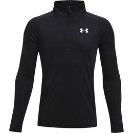 Trainingsshirt Under Armour "UA TECH 2.0 1/2 ZIP", Jungen, Gr. XL, wei&szlig; (schwarz,, wei&szlig;), Obermaterial: 100% Polyester, Shirts, halber Rei&szlig;verschluss, atmungsaktiv, schnell trocknend