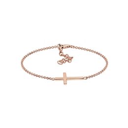 Armband Elli "Kreuz Horizontal Schlicht 925 Silber", rosa (rosegold), Armb&auml;nder, Damen, 17cm, ohne Stein, Silber 925 (Sterlingsilber), Armband