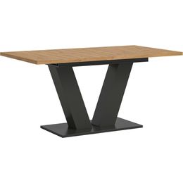 Esstisch Home Affaire "Motus, ausziehbar 150 -190 cm, inklusive 40 cm Einlegeplatte", braun (grau, artisan eiche nachbildung, grau, artisan eiche nachbildung), B:150cm H:76cm T:90cm, Tische, Esstisch, V-Gestell mit Bodenplatte, Tisch, K&uuml;chentisch, Esszimmer, K&uuml;che