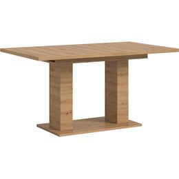 Esstisch Home Affaire "Motus, ausziehbar 150 -190 cm, inklusive 40 cm Einlegeplatte", braun (artisan oak nachbildung, artisan oak nachbildung, artisan oak nachbildung), B:150cm H:76cm T:90cm, Tische, Esstisch, Doppels&auml;ulengestell mit Bodenplatte, Tisch, Esstisch, K&uuml;che