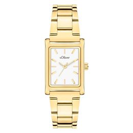 Quarzuhr s.Oliver "Line Time", goldfarben, Armbanduhren, Damen, Quarzuhr, Armbanduhr, Damenuhr, Edelstahlarmband, analog