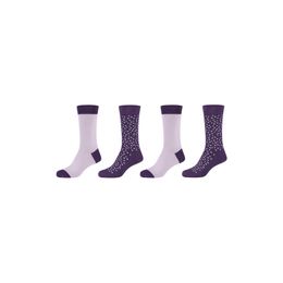 Socken Camano "Socken 4er Pack", Damen, Gr. 35/38, lila (mulberry lila), 76% Baumwolle 22% Polyamid 2% Elasthan, Colorblocking, Socken Socken