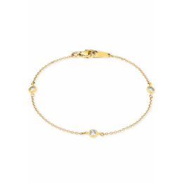 Goldarmband Amor "2014152", gold (gelbgoldfarben, kristallwei&szlig;, kristallwei&szlig;), Armb&auml;nder, Damen, 18cm, Gelbgold 375, Goldarmband, mit Zirkonia (synth.)