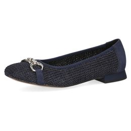 Ballerina Caprice, Damen, Gr. 40, blau (dunkelblau kombiniert), Leder, Textil, Schuhe Ballerina, Blockabsatz, Bequemschuh, Businessschuh mit Schmuckelement