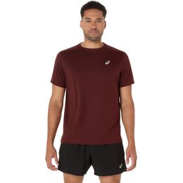 Laufshirt asics "asics CORE SS TOP", Herren, Gr. XL, rot (dunkelrot planet), Obermaterial: 100% Polyester, normal, Rundhals, Shirts Laufshirt