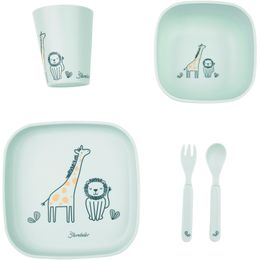 Kindergeschirr-Set Sterntaler "Safari, eckig", Kinder, Gr. 5 Stk., gr&uuml;n (blassgr&uuml;n), Polypropylen, Motiv, Geschirr-Sets