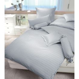 Wendebettw&auml;sche Janine "modernclassic 3912, 100% Baumwolle", grau, B/L: 240cm x 220cm, 1 Stk., 2 Stk., Mako-Satin, B/L: 80cm x 80cm & 80cm x 80cm, 3 Stk., Mako-Satin, Obermaterial: 100% Baumwolle, Bettw&auml;sche, Wendebettw&auml;sche, mit Rei&szlig;verschluss, Streifen Design