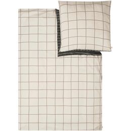 Bettw&auml;sche s.Oliver "Satinbettw&auml;sche s.Oliver", beige (beige, grau), B/L: 140cm x 200cm, 1 Stk., 1 Stk., Mako-Satin, B/L: 70cm x 90cm, 2 Stk., Mako-Satin, Obermaterial: 100% Baumwolle, Bettw&auml;sche, Bettw&auml;sche, in minimalistischem Design