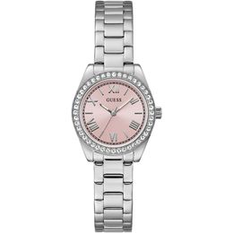 Quarzuhr Guess "MINI LUNA", silber (silberfarben), Armbanduhren, Damen, Quarzuhr, Armbanduhr, Damenuhr, Edelstahlarmband