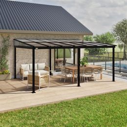 Anbaupavillon Sojag "St. Barthelemy 12x16", grau (anthrazit, anthrazit), B/H/T: 483cm x 240cm x 363,5cm, Pavillons, BxTxH: 483x363x240 cm