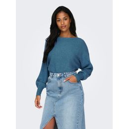 Strickpullover Only "ONLADALINE L/S SHORT PULLO KNT NOOS", Damen, Gr. XS, blau (coronet blau detail:with melange), Strick, Obermaterial: 80% Viskose, 20% Nylon, meliert, regular fit normal, U-Boot-Ausschnitt, Rippstrickb&uuml;ndchen, Pullover Strickpullover, Viskosemischung, regular fit
