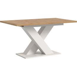 Esstisch Home Affaire "Motus, ausziehbar 150 -190 cm, inklusive 40 cm Einlegeplatte", wei&szlig; (wei&szlig;, artisan oak nachbildung, wei&szlig; nachbildung, artisan oak nachbildung), B:150cm H:76cm T:90cm, Tische, Esstisch, X-Gestell mit Bodenplatte, Tisch, K&uuml;chentisch, Esszimmer, K&uuml;che