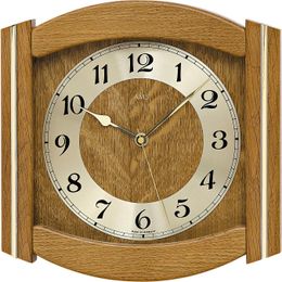 Funkwanduhr AMS "F5822/4", braun (eichefarben), Wanduhren, B/H/L: 27cm x 5cm x 27cm, Quarz,Holz,Glas,Eiche,Wohnzimmer,Esszimmer,K&uuml;che,Made in Germany,Flur