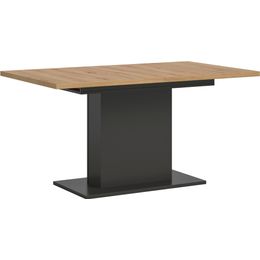 Esstisch Home Affaire "Motus, ausziehbar 150 -190 cm, inklusive 40 cm Einlegeplatte", grau (grau, artisan oak nachbildung, grau nachbildung, artisan oak nachbildung), B:150cm H:76cm T:90cm, Tische, Esstisch, S&auml;ulengestell mit Bodenplatte, Tisch, K&uuml;chentisch, Esszimmer, K&uuml;che