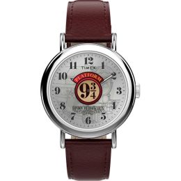 Quarzuhr Timex "Timex x Harry Potter Weekender Platform 9 3/4", rot, Armbanduhren, Herren, Quarzuhr, Armbanduhr, Damenuhr, Herrenuhr, Lederarmband, analog, Beleuchtung