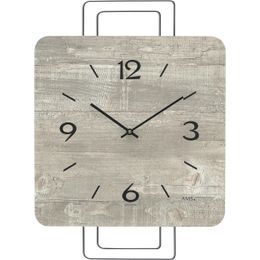 Wanduhr AMS, schwarz (schwarz, grau), Wanduhren, B/H/L: 30cm x 5cm x 42cm, Wanduhr, Made in Germany,Wohnzimmer,Esszimmer,K&uuml;che,Arbeitszimmer,B&uuml;ro,Flur