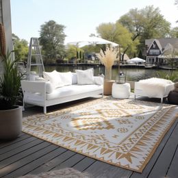 Teppich ELLE DECORATION "Dynamic, Wendeteppich", gelb (ocker), B:120cm H:5mm L:170cm, Polypropylen, Teppiche, Teppich, Flachgewebe, In-& Outdoor, Modern, wendbar, Balkon, Wohnzimmer, Au&szlig;en