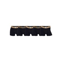 Boxershorts CR7 "Boxershort CR7 Basic Trunk, 5-pack 5er Pack", Herren, Gr. L, schwarz (schwarz, gold), Obermaterial: 95% Baumwolle CO. 5% Elasthan EL., Unterhosen