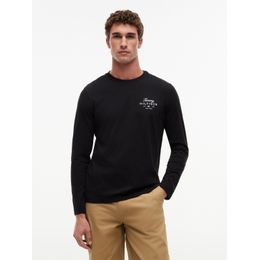 Langarmshirt Tommy Hilfiger "SCRIPT STACK LS REGULAR TEE", Herren, Gr. L, schwarz, Single Jersey, Obermaterial: 100% Baumwolle, regular fit normal, Rundhals, Shirts Langarmshirt