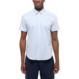Kurzarmhemd Mustang "Herren Style Berkeley", Herren, Gr. L, US-Gr&ouml;&szlig;en, blau 5282, Web, 55% Leinen, 45% Baumwolle, unifarben, regular fit, Hemden