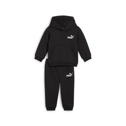 Trainingsanzug Puma "MINICATS LOUNGEWEAR SET FL INF", Jungen, Gr. 104, schwarz (Puma schwarz), Fleece, Obermaterial: 68% Baumwolle, 32% Polyester, unifarben, regular fit, Sportanz&uuml;ge Trainingsanzug, zweiteiliges Set, Regular Fit, mit Kapuze