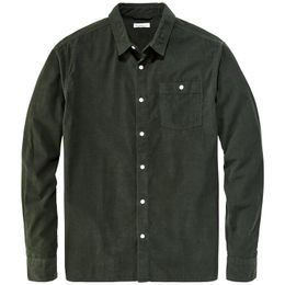 Knowledge Cotton Apparel Herrenhemd Baumwollcord M Dunkelgr&uuml;n