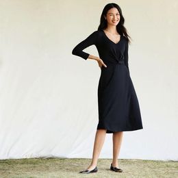 LANDS' END Jerseykleid mit 3/4-&Auml;rmeln aus Baumwolle/Modal-Mix, Damen,  Schwarz, Baumwolle Modal, by Lands' End