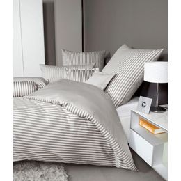 Wendebettw&auml;sche Janine "modernclassic 3912, 100% Baumwolle", braun (vulkan), B/L: 200cm x 200cm, 1 Stk., 2 Stk., Mako-Satin, B/L: 80cm x 80cm & 80cm x 80cm, 3 Stk., Mako-Satin, Obermaterial: 100% Baumwolle, Bettw&auml;sche, Wendebettw&auml;sche, mit Rei&szlig;verschluss, Streifen Design