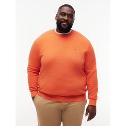 Tommy Hilfiger Big & Tall Rundhalspullover "ESSENTIAL STRUCTURE CREW NECK", Herren, Gr. 4XL, brilliant orange, Strick, Obermaterial: 100% Baumwolle, TOMMY HILFIGER BIG & TALL, regular fit normal, Rundhals, eingesetzt Rippb&uuml;ndchen, Pullover Rundhalspullover, Gro&szlig;e Gr&ouml;&szlig;en, regular fit