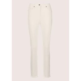 Madeleine Mode Regular-fit-Jeans MADELEINE "Jeans Mid Waist Skinny-Hose mit Fransen", Damen, Gr. 42, N + K Gr, wei&szlig; (wollwei&szlig;), Obermaterial: 92% Baumwolle CO. 6% Polyester PES. 2% Elasthan EL., Modern, normal, Jeans, mit Fransensaum