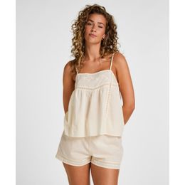Hunkem&ouml;ller Pyjama HUNKEM&Ouml;LLER "Pyjama Short", Damen, Gr. L, wei&szlig;, 100% Baumwolle, Homewear-Sets Pyjama